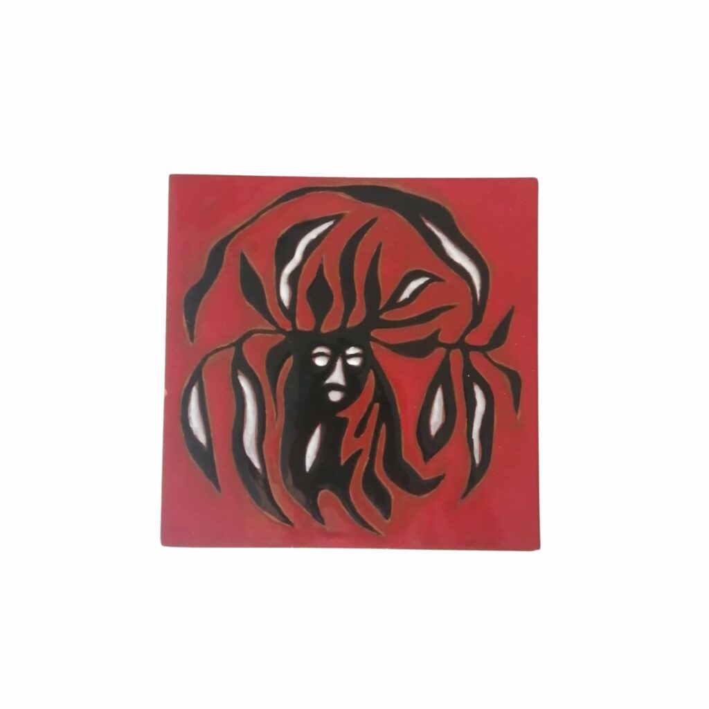 Jean Lurçat Red Dryad Ceramic Tile 1950s | Century Soup